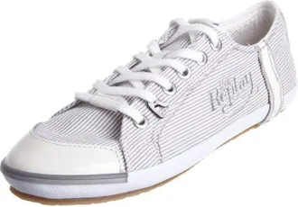 Replay Baskets à Lacets Bridgette Stripes pour Femme, Blanc argenté, 38 EU
