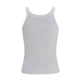 Fendi Womens White Cotton Sleeveles T-Shirt