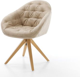 DELIFE Esszimmerstuhl Gaio-Flex Mikrofaser Beige Vintage Holzgestell kantig Natur, Esszimmerst&uuml;hle