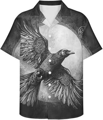 Keephen Nouveaut&eacute; Viking Chemises Hommes/Femmes Viking Animal Impression 3D Chemise Hawaiienne Chemise &agrave; Boutons Cool Plage Vacances Col &agrave; Revers Haut