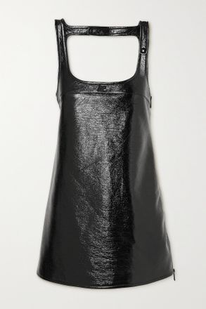 Courr&egrave;ges R&uuml;ckenfreies Minikleid Aus Einer Beschichteten Baumwollmischung - Schwarz