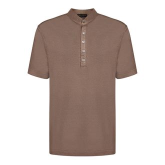 Dell'Oglio Leinen-Poloshirt - - Tops - Herren - Braun - 4XL