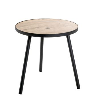 Haku Möbel Beistelltisch Eiche, schwarz, MDF, Metall - Maße: H 52 cm x Ø 50 cm, Style: Modern