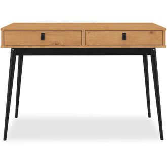 IDIMEX Bureau wanda avec 2 tiroirs, en pin massif - Coloris ch&ecirc;ne et noir