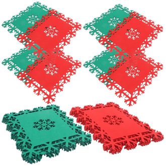 NUOBESTY 24 St&uuml;ck Weihnachts Tischset Schneeflocken Design Hitzebest&auml;ndig Filz Platzsets Rot Gr&uuml;n rutschfeste Tischmatten f&uuml;r Festtagsdekoration und Partytisch