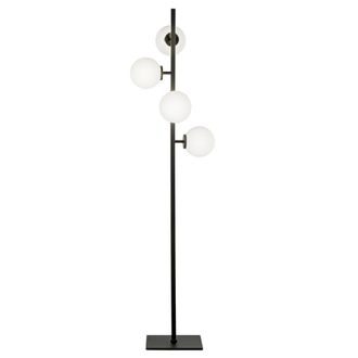 Luce-Ambiente-Design Enoire Floor Lamp in Black Metal With Four White Glass Diffusers