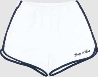 Sporty & Rich Short Signature Logo Terry White Dark Navy