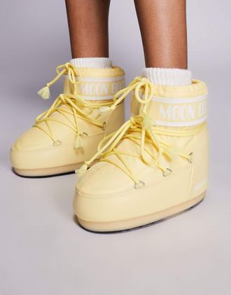 Moon Boot Icon - Nylon-Stiefel in Hellgelb mit niedrigem Schaft