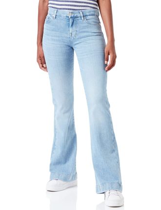 7 For All Mankind Damen Dojo Slim Illusion With Embroidered Jeans, Light Blue, 29W / 29L EU