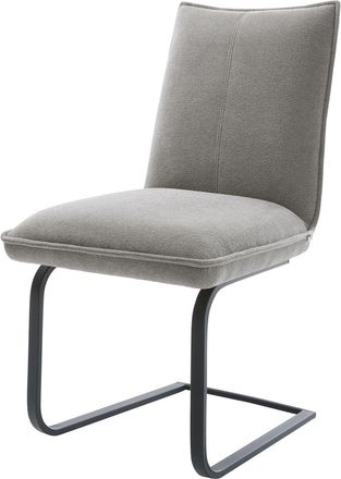 DELIFE Schwingstuhl Lelio-Flex Freischwinger flach Schwarz Strukturstoff Soft Grau Taschenfederkern