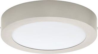 Eglo LED Deckenleuchte Fueva 1, 1 flammige Deckenlampe, Material: Metallguss, Kunststoff, Farbe: Nickel matt, wei&szlig;, &Oslash;: 22,5 cm, neutralwei&szlig;