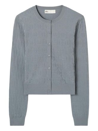 Tory Burch Cardigan aus Monogramm-Jacquard - Grau