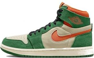 Nike Nike Mixte Jordan 1 High Zoom Air CMFT 2 Basket, Vert pin Muslin Noir Orange, 38.5 EU