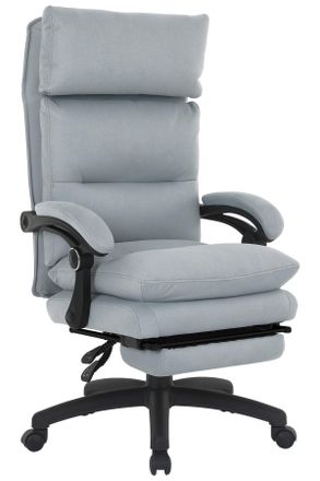 Venda Chefsessel, Hellgrau, Metall, Kunststoff, Textil, Drehkreuz, 63.5x114-122x70 cm, Sitzfl&auml;che 360&deg; drehbar, inklusive Armlehnen, ausziehbare Fu&szlig;st&uuml;tze, 