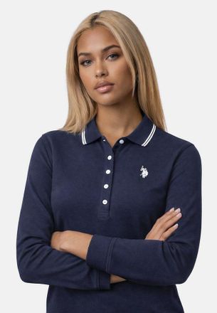 U.S.Polo Association Poloshirt USDaance Damen Langarm - Longsleeve Polo aus Baumwolle Langarm Poloshirt mit Knopfleiste und Logostickerei