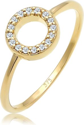 Elli Ringe - Ring Kreis Geo Diamant Verlobung 0.08 ct. 375 Gelb - Gr. 52 MM - in Gold - für Damen