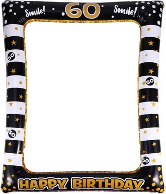 Pretyzoom Aufblasbarer Fotorahmen 60. Nummer Selfie Bilderrahmen Fotokabine St&uuml;tze f&uuml;r 60. Geburtstag Hochzeit Braut Babyparty Weihnachtsfeier