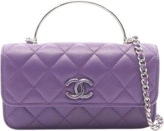 Chanel Pre-owned Sac bandouli&egrave;re matelass&eacute; en cuir dagneau - Femme - Pre-owned - Violet - Taille: ONE Size
