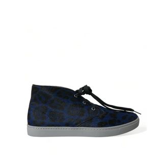 Dolce & Gabbana Blaue Leopardenmuster Mid-Top-Sneakers - - Shoes - Herren - Blau - 40 EU