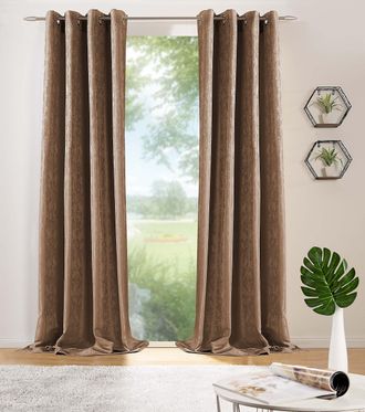 Deco Home Brillant | Blickdichte Vorh&auml;nge mit &Ouml;sen, Meliert, Moderne Marmoroptik, 2er Set, 140x245 | Braun
