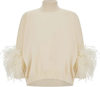 Alberta Ferretti Pull en laine cr&egrave;me - Femme - Pulls - Beige - Taille: 40 FR