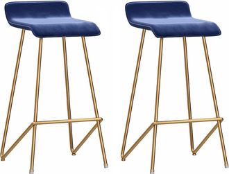 Generic Barhocker, Samt-Tresenhocker, Esszimmerst&uuml;hle mit weicher R&uuml;ckenlehne und Metallbeinen, einfach zu montieren, St&uuml;hle f&uuml;r K&uuml;chentheke/Esszimmer/Hausbar