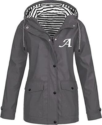 Generic Vestes pour femmes, couleur unie, d&eacute;contract&eacute;, grande taille, &agrave; capuche, coupe-vent, poches &eacute;tanches, cordon de serrage, manteau &agrave; manches longues 202