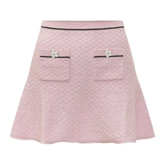 Self Portrait Flower Mini Skirt - - Skirts - Damen - Rosa - M