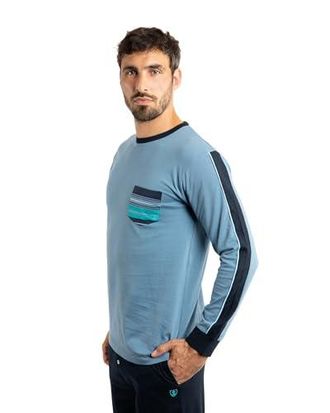Mariner Pyjama Long Homme Encolure Ronde en Jersey de Coton sup&eacute;rieur Gris F483 - Couleur - Gris - Taille - 5/XL