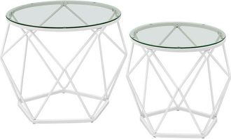Vasagle Table Basse Ronde, Lot de 2, Table dAppoint, Bout de Canap&eacute;, Style Moderne, Plateau Amovible, Cadre en Acier, pour Salon, Gris Ardoise et