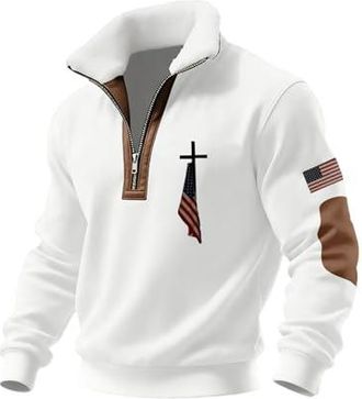 Generic Sweat-shirt pour homme sans capuche - T-shirt &agrave; manches longues avec fermeture &eacute;clair 1/4 - Col roul&eacute; - Col moelleux - Pull en polaire doux - Pour lex