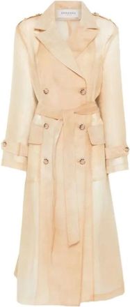 Ermanno Scervino Femme, Manteaux, Beige, Taille: 38 FR Trench ceintur&eacute; en polyamide