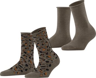 Esprit Damen Art Pattern Multipack W So Baumwolle Gemustert Socken, Braun Nutmeg Melange 5410, 35-38 (2er Pack)