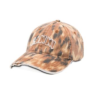 Ganni Femme, Accessoires, Brun, Taille: ONE Size Casquette de baseball imprim&eacute;e