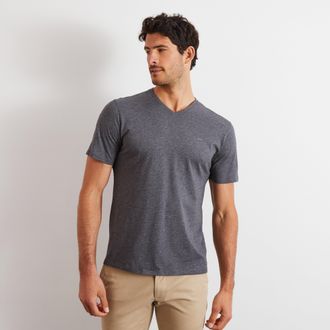 Eden Park T-shirt Gris Col V &Agrave; Manches Courtes Old Pp