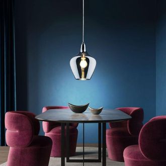 Nowa Nowa - Suspension led verre fumé Lampe à suspendre de table à manger Lampe de salon, 7W 806lm blanc chaud, DxH 22 x 150 cm