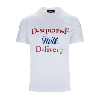 Dsquared2 Herren Slip-On T-Shirt mit bedrucktem Text - - Tops - Herren - Wei&szlig; - S