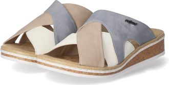 Rieker Damen Pantolette in blau-Kombi - Gr. 40