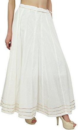 Bimba Femmes Jupe Blanche de lete Gota Patti Design Cordon de Pompon taille-3XL