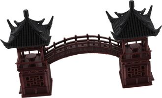 SOLUSTRE Miniatur mit Brücke Asiatischer Stil Filigrane Micro Landscape Pavilion Dekoration Langlebig Vintage Design für Bonsai Zen Gärten Aquarium und Terrari
