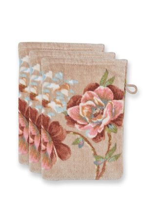 Pip Studio Waschlappen Set/3 Secret Garden Khaki 16x22cm