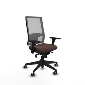 Piqueras y Crespo Gepolsterter Drehstuhl mit 3D-Armen, h&ouml;henverstellbare Lendenwirbelst&uuml;tze, mit 5 Positionen und injiziertem Schaumstoff, Grau/Dunkelbraun