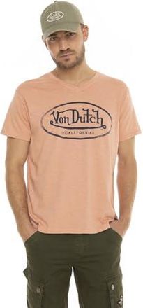 Von Dutch Tee Shirt Homme 100% Coton, T-Shirt Homme Ron, Col V & Regular Fit, Rose Taille XXL
