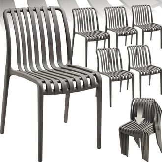 TecTake Gartenstühle stapelbar, Gartenmöbel Set, Balkon Möbel, Bistro Set, Sessel, Outdoor Möbel, Balkonmöbel, Terrassenmöbel - anthrazit, 6er Set