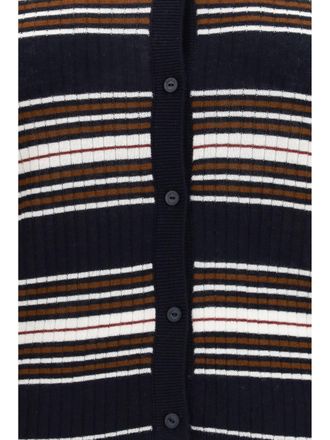 Max Mara Striped Silk and Wool Cardigan - Blue