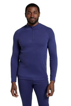 Mountain Warehouse Haut Thermique col zipp&eacute; Hommes Talus - s&eacute;chage Rapide, Entretien Facile, Manches Longues, Respirant, Haute Absorption, l&eacute;ger, Hiver Bleu Fonc&eacute; XS