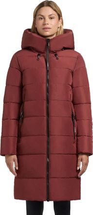 Khujo Damen Langer Wintermantel warmer Steppmantel mit gro&szlig;er Kapuze Jilias5-YM Dark Red Gr. XXL