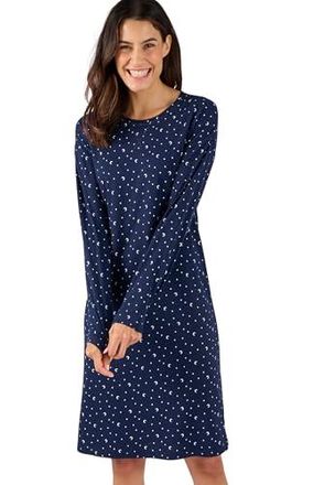 Damart Chemise De Nuit Thermique Thermolactyl en Maille Jersey Femme Bleu Imprim&eacute; Taille 54-56 (XXL)