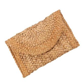 Holibanna Pochette &agrave; Main en Paille Tress&eacute;e &agrave; la Main Grand Paquet de Plage L&eacute;ger Couleur Caf&eacute; Clair Paquet d&Eacute;t&eacute; Femme pour Voyages et Sorties Porte-Monnaie Nat