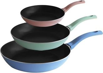 Pintinox Prima Collection Portofino - Lot de 3 po&ecirc;les en aluminium avec rev&ecirc;tement antiadh&eacute;sif &agrave; 5 couches et poign&eacute;e anti-br&ucirc;lure, &Oslash; 20, 24 et 28 cm, multicol